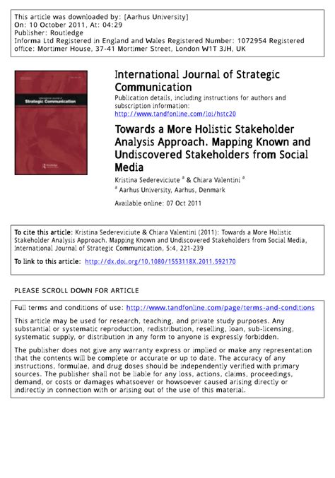 Pdf Towards A More Holistic Stakeholder Analysis Approach Mapping