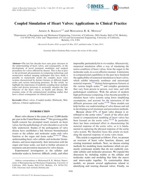 Pdf Coupled Simulation Of Heart Valves Applications To Clinical Practice