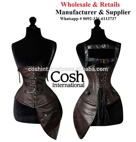 Corset Wholesale Ci 9966 Underbust Brown Leather Steampunk Corset