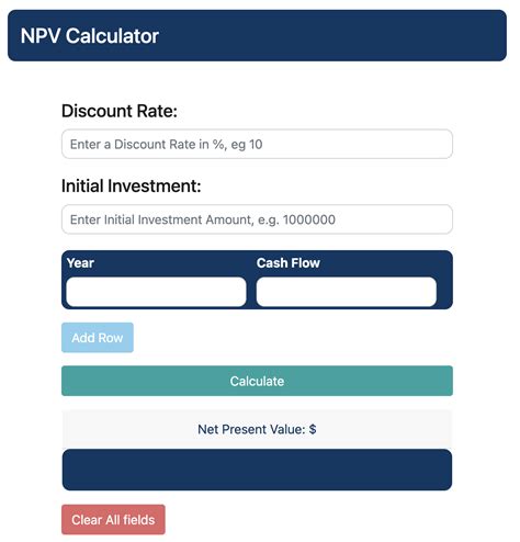 Npv Of Project Decide Whether To Do Or Not To Do A Project Npv Calculator