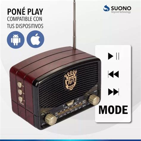 Radio Portátil Bluetooth Suono Vintage Retro Usb Aux Negro En Precialo