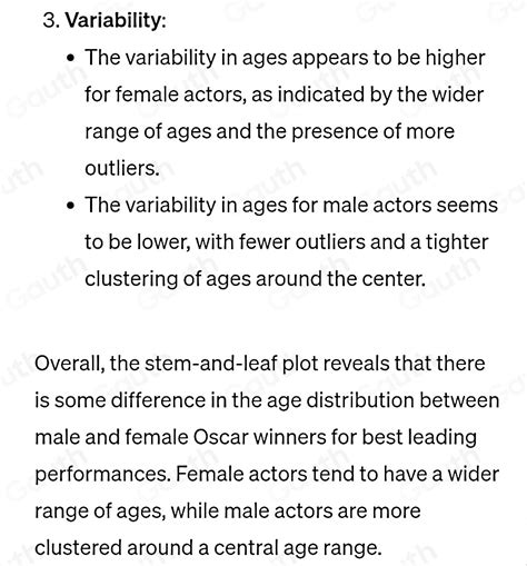 تم الحل The Back To Back Stem And Leaf Plot Shown Below Shows The Ages Of 30 Recent Female And