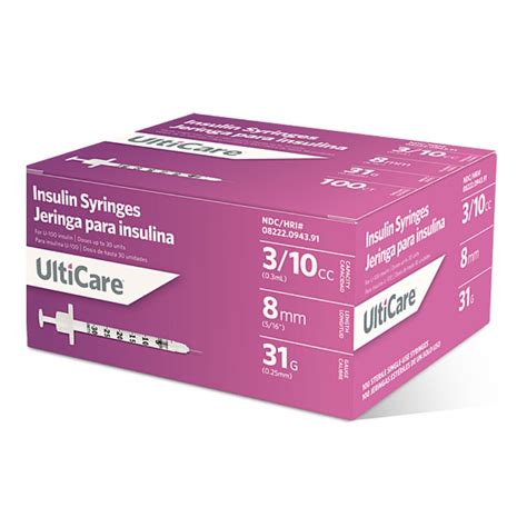 Ulticare Insulin Syringe And Needle 3 10cc 31g X 5 16