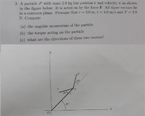 solved 3 a particle p with mass 2 0 kg has position r and