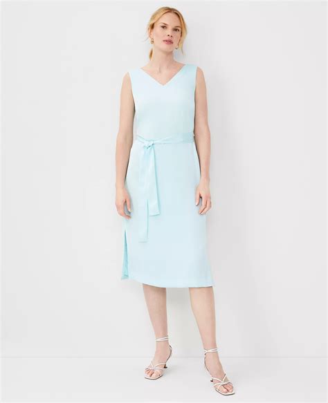 Double V Belted Sheath Dress
