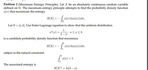 Solved Problem Maximum Entropy Principle Let X Be An Chegg