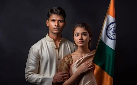 Premium Ai Image Indian Independence Day Couple From Different