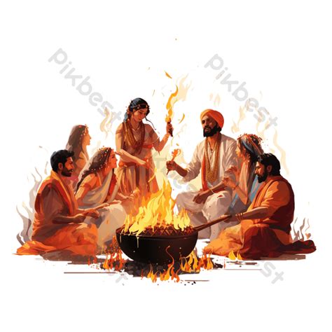 Punjabi Lohri Celebration By The Bonfire Png Images Png Free Download