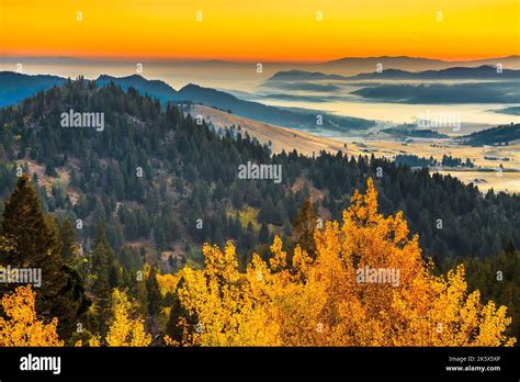 Autumn Sunrise Over The Tenmile Creek Valley Below Macdonald Pass Near