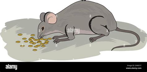 A Mouse Happily Eating Nuts Stock Vector Image And Art Alamy