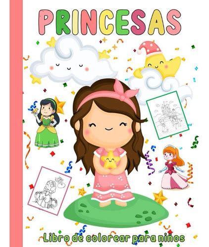 Libro Princesas De Colorear Para Niños Cuaderno De Col Lbr Cuotas