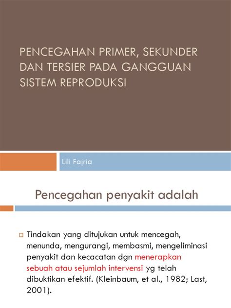Pencegahan Primer Sekunder Dan Tersier Pada Gangguan Pdf