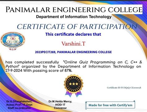 Varshini T On Linkedin Onlineprogramming C C Python Certificateprogram