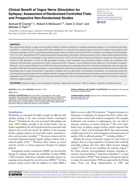 Pdf Clinical Benefit Of Vagus Nerve Stimulation For Epilepsy