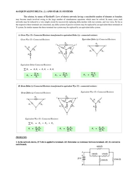 4 6 Y Delta Conversion Pdf Electrical Network Resistor