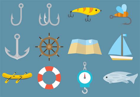 Vector Fishing Icons Vector Art At Vecteezy