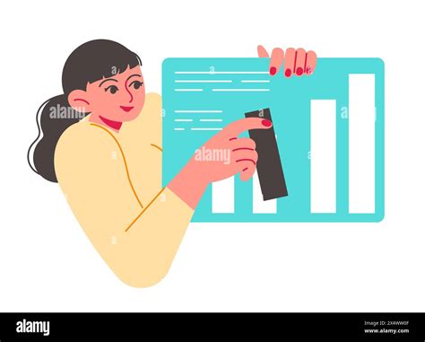 The Woman Creates A Graph Of Columns Stock Vector Image And Art Alamy