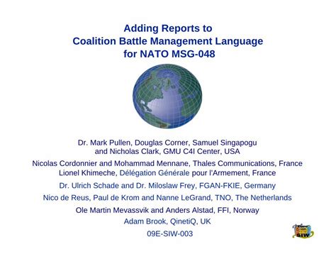 Pdf Adding Reports To Coalition Battle Management · When End When