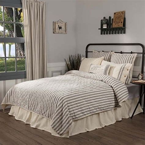 Market Place Gray Queen Quilt 100 Cotton Quilted Bedspread With Gray