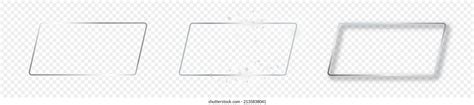 Set Three Silver Glowing Rounded Rectangular Stock Vector Royalty Free