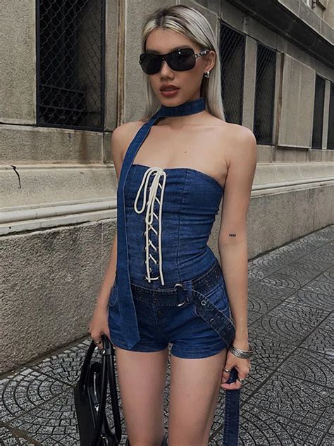 Taruxy Sexy Backless Jumpsuit Women Clothing Summer Lace Up Slim