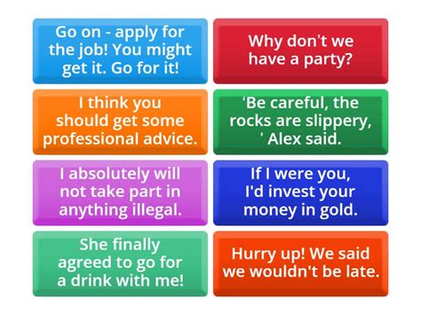 Reporting Verbs Flip Tiles