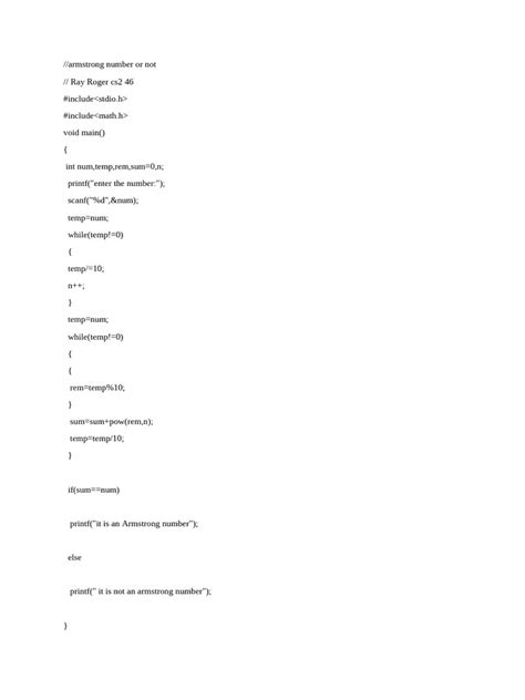 Armstrong Number Or Not Pdf