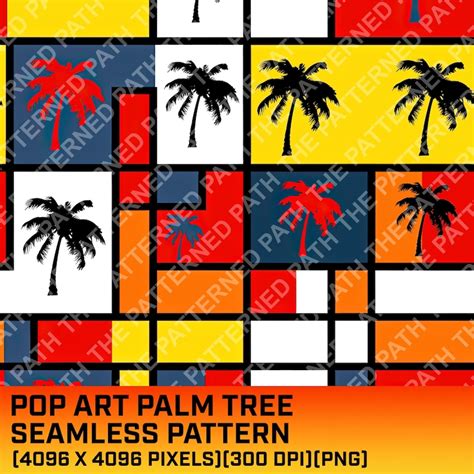 Pop Art Rectangles Palm Tree Pattern Tropical Tree Summer Etsy