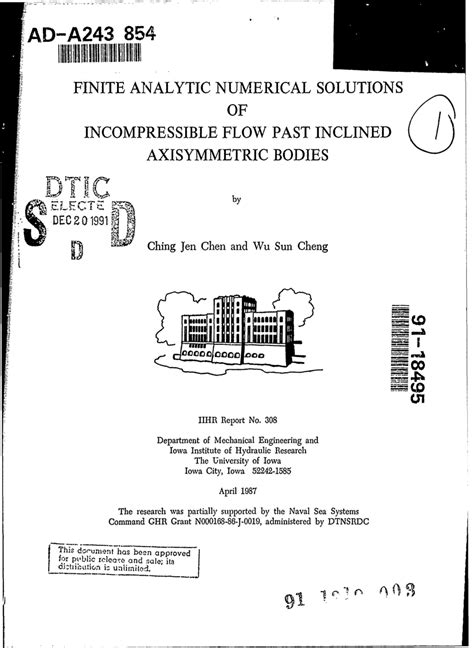Pdf Finite Analytic Numerical Solutions Of Incompressible Flow Past