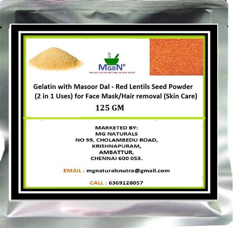 Buy Gelatin With Masoor Dal Red Lentils Seed Powder Mix 2 In 1 Use