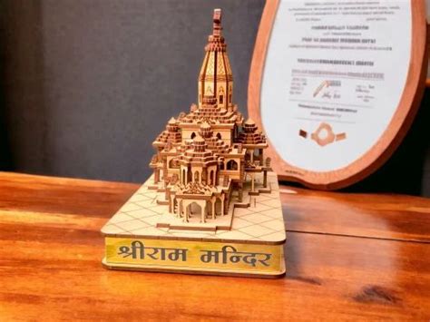 Pine Mdf Natural Polish Handcrafted Wooden Ram Mandir Replica Ayodhya