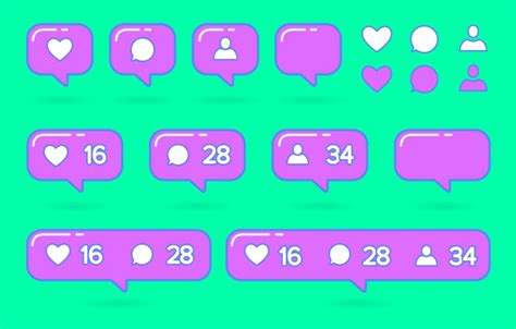 Like Follower Comment Icon Set Trendy Style Vector Image