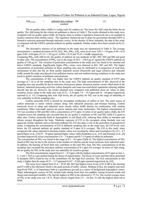 Spatial Patterns Of Urban Air Pollution In An Industrial Estate Lagos