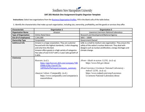Dat 205 Module One Assignment Graphic Organizer Template Dat 205