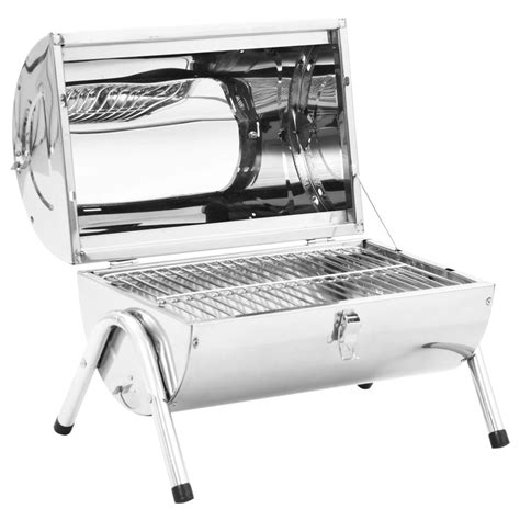VidaXL Barbecue Au Charbon Portable Acier Inoxydable Grilles Doubles VidaXL Fr