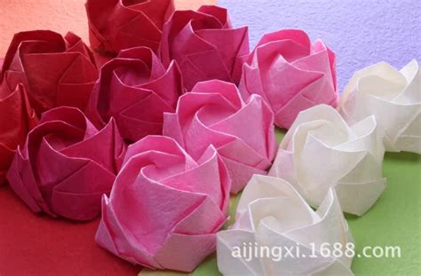 折纸材料 diy手工川崎玫瑰花折纸材料 15cm创意皱纹纸成品 阿里巴巴