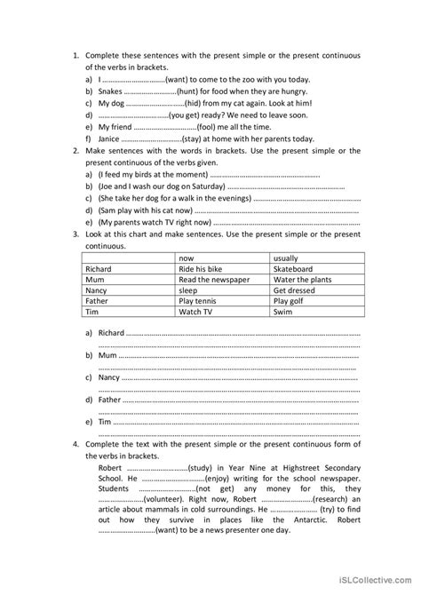 Present Simlple And Presen English ESL Worksheets Pdf Doc