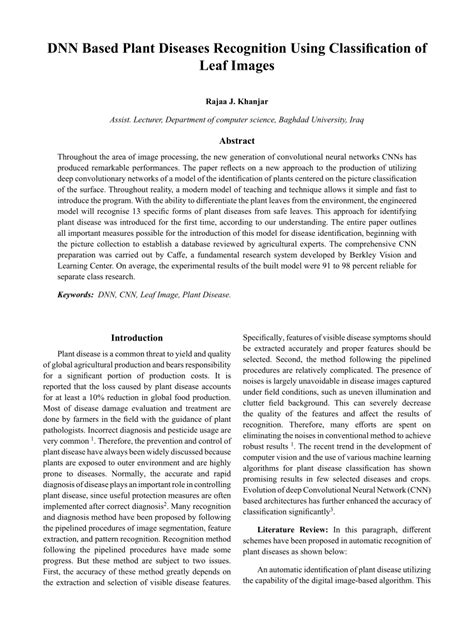Pdf Dnn Based Plant Diseases Recognition Using Classification Of Leaf Images