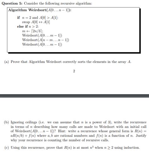 Solved Question 5 Consider The Following Recursive