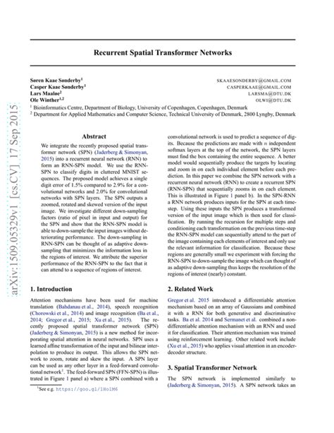 Recurrent Spatial Transformer Networks