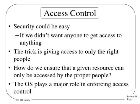 PPT Access Control PowerPoint Presentation Free Download ID 5411438