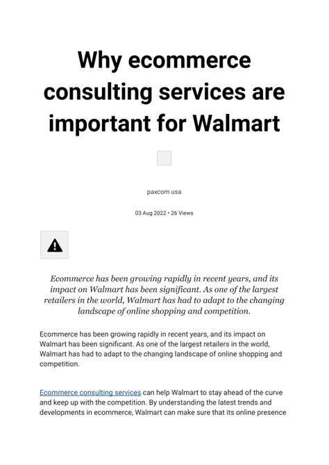 Ppt Why Ecommerce Consulting Services Are Important For Walmart