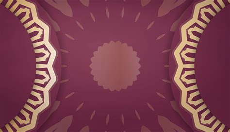 Template Spanduk Warna Burgundy Dengan Ornamen Emas Mewah Untuk Desain