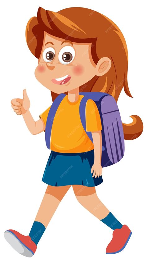 Premium Vector Isolated School Girl Cartoon Character