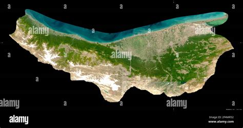 Mazandaran Province Of Iran Sentinel 2 Satellite Imagery Shape Isolated On Black Description