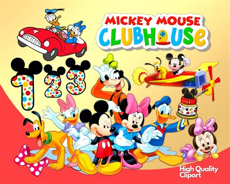 Mickey Mouse Clubhouse Birthday Clip Art Digital Papers Mickey Mouse