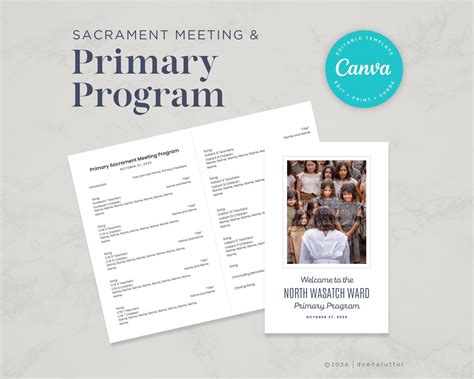 Sacrament And Primary Program Pack 1 Editable Canva Template Lds