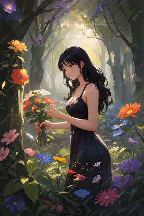 Premium Ai Image Beautiful Anime Girl In Forest Cute Anime Girl In