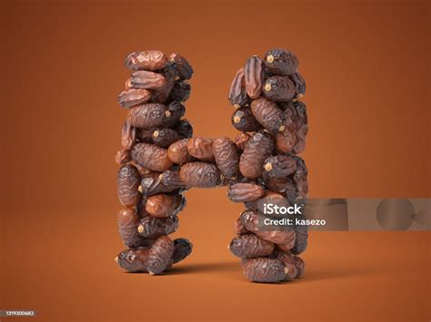 편지 H 모양의 날짜 야자 과일 3d 일러스트 3차원 형태에 대한 스톡 사진 및 기타 이미지 3차원 형태 개념 건강한