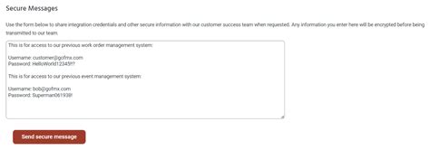 send fmx encrypted text through the secure messages feature help